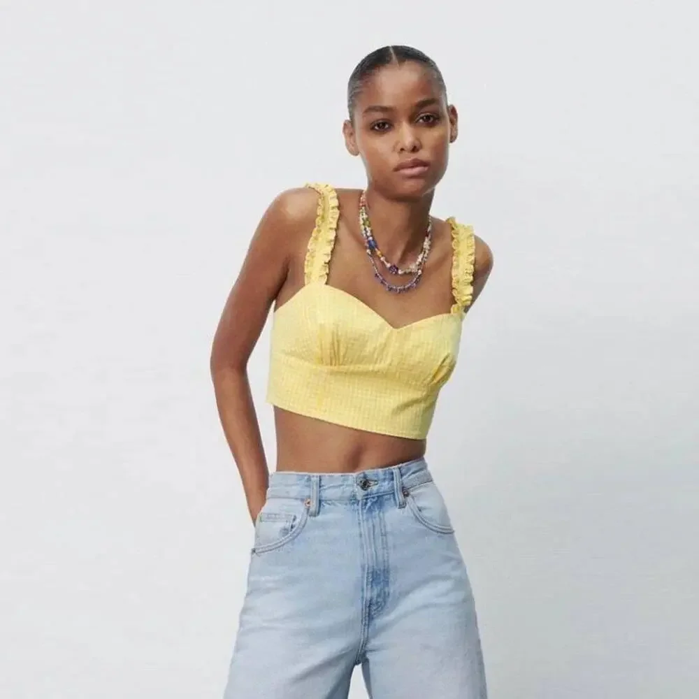 Zara | Tops | Zara Yellow Crop Top | Poshmark